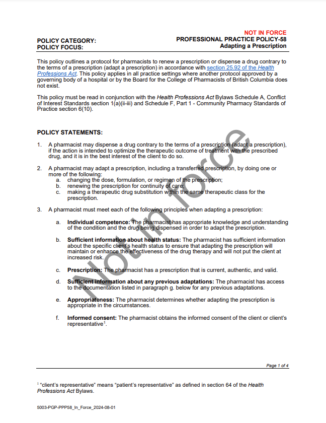 New Prescription Adaptation Protocols for Pharmacists in Effect on ...